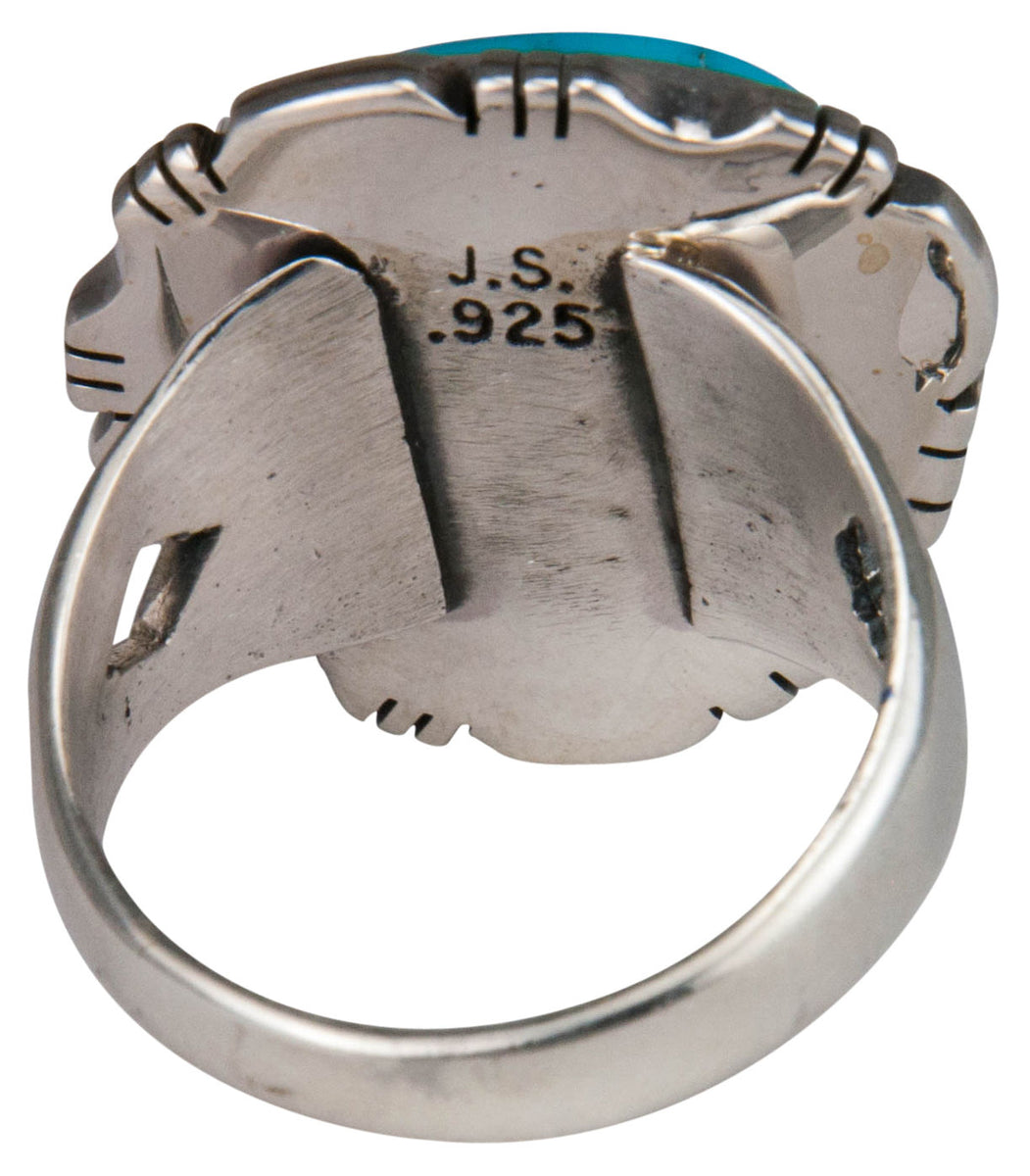 Navajo Native American Castle Dome Turquoise Ring Size 9 1/2 by Jake S ...